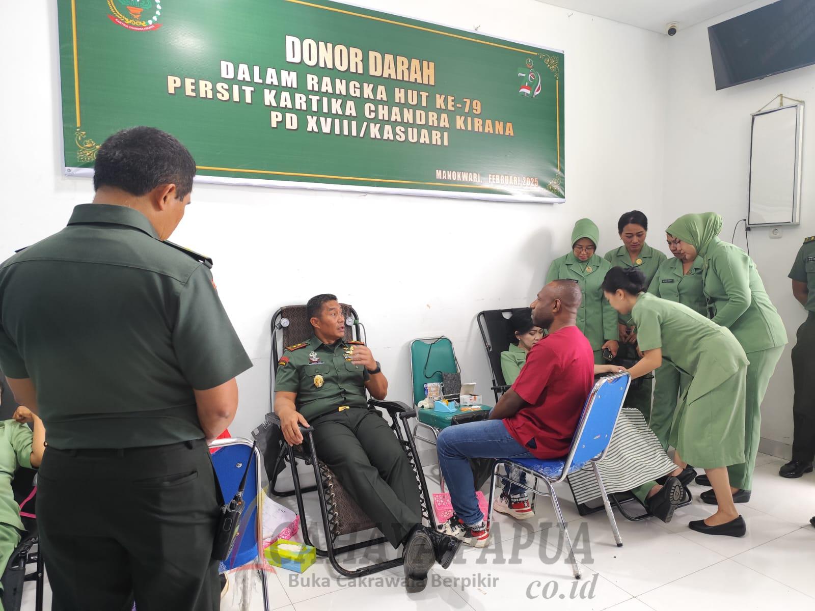 Sambut HUT Ke-79 Persit Kartika Chandra Kirana, Kodam XVIII/Kasuari Gelar donor darah - Cahaya ...